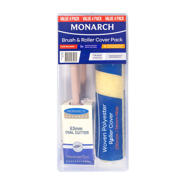 Mon/Advance 3PK 63mm Oval Brush AB-9666 (BONUS Roller Cover) - Paintworld