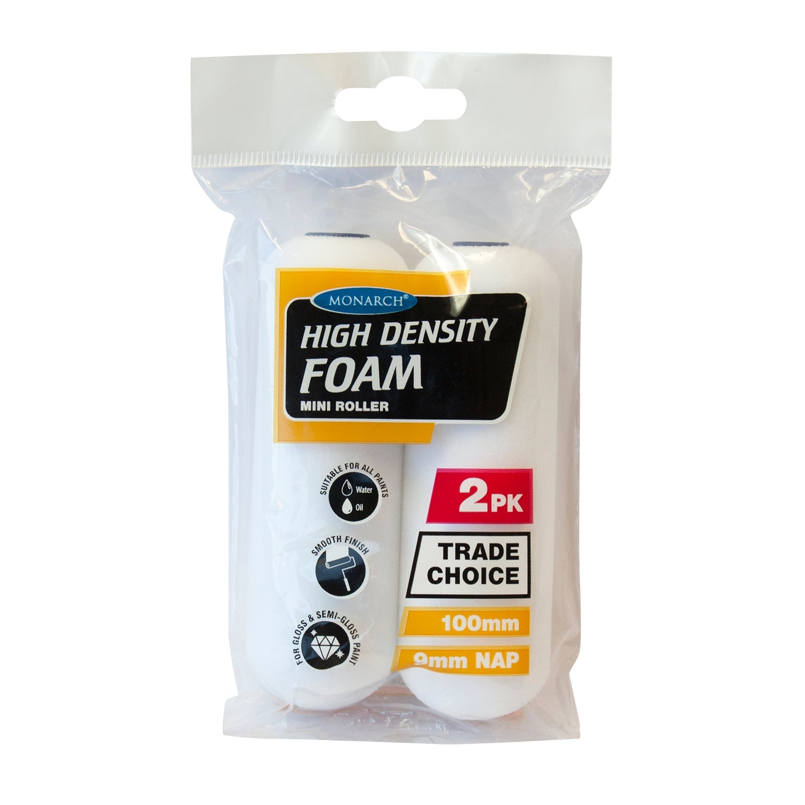 Monarch 100mm Foam Mini Rollers - Paintworld