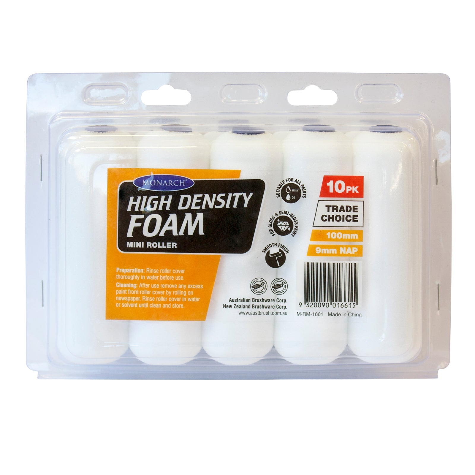 Monarch 100mm Foam Mini Rollers - Paintworld
